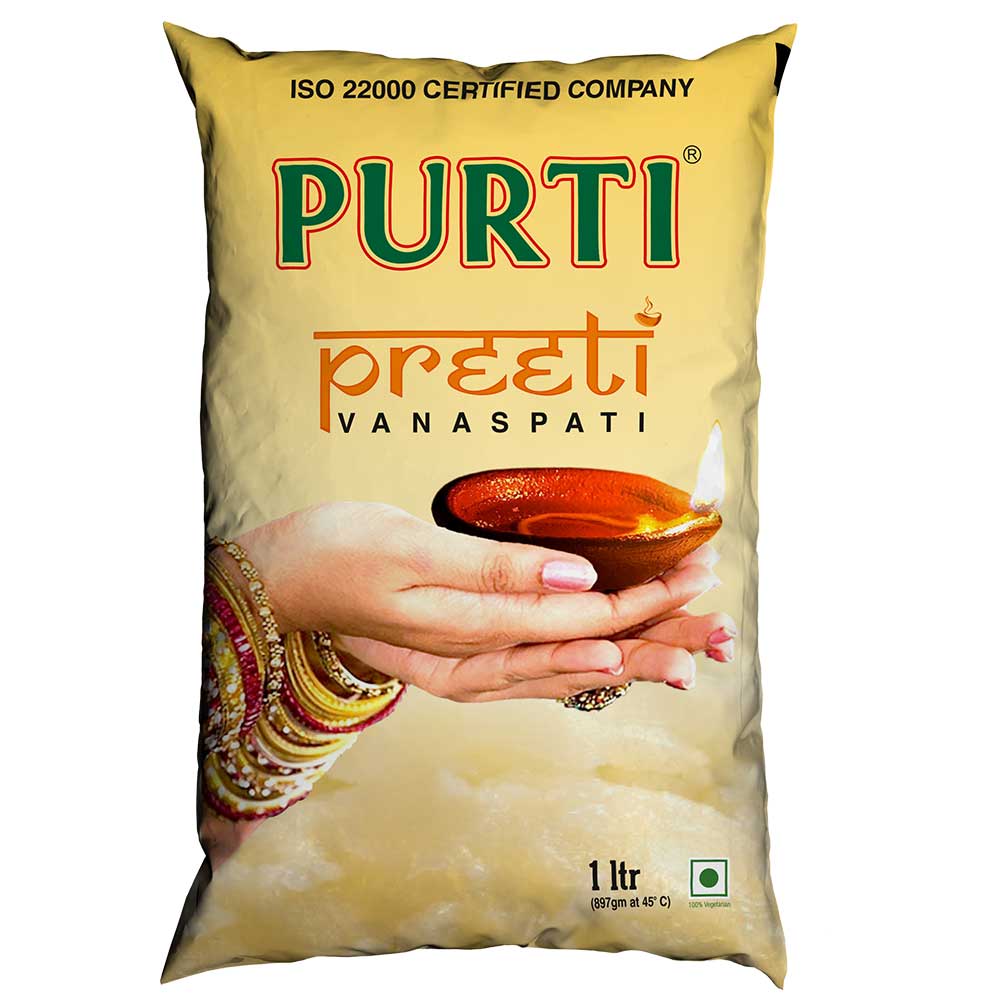 Purti Preeti Vanaspati Oil 1 Liter Pouch Pack - Purti