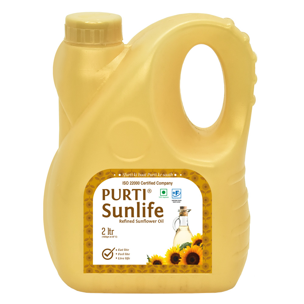 Purti Sunlife Refined Sunflower Oil 2 Liter Jar - Purti