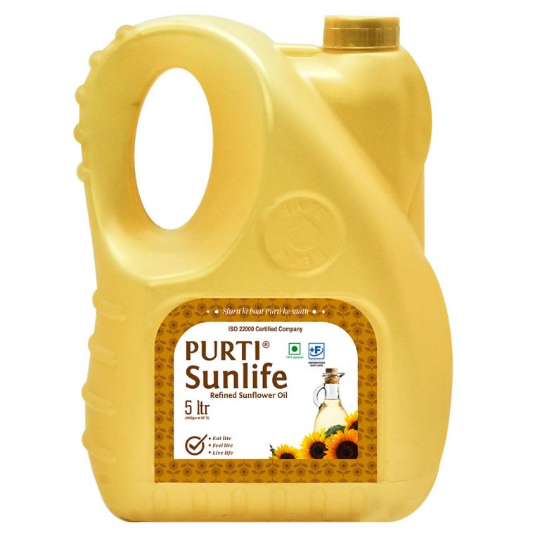 Purti Sunlife Refined Sunflower Oil 5 Liter Jar | Purti