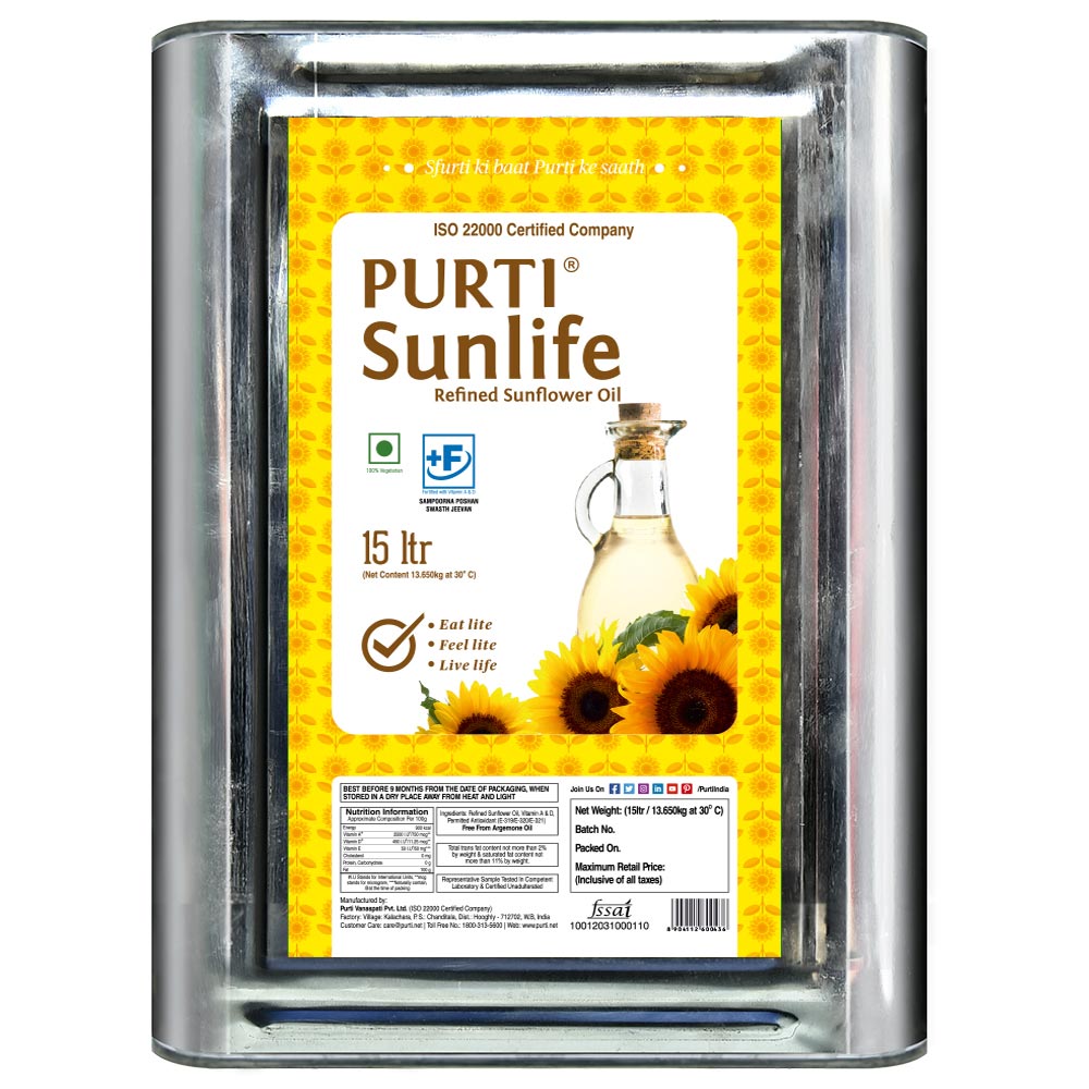 Purti Sunlife 15ltr Tin - Purti