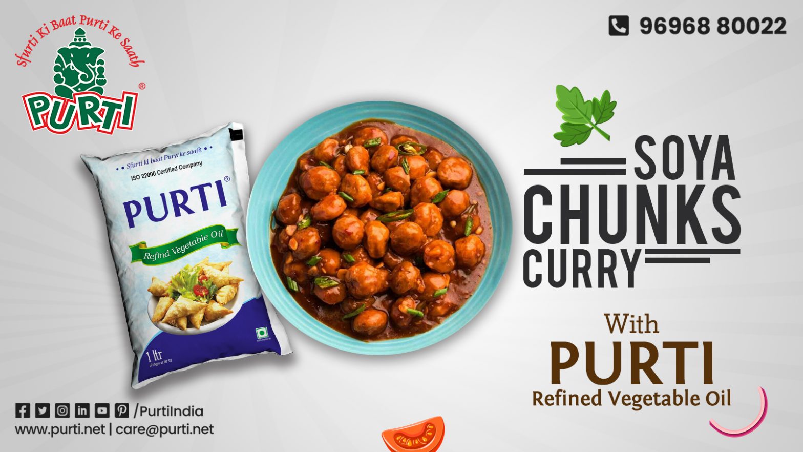 Soya Chunks Curry With Purti Refined Vegetable Oil | Purti