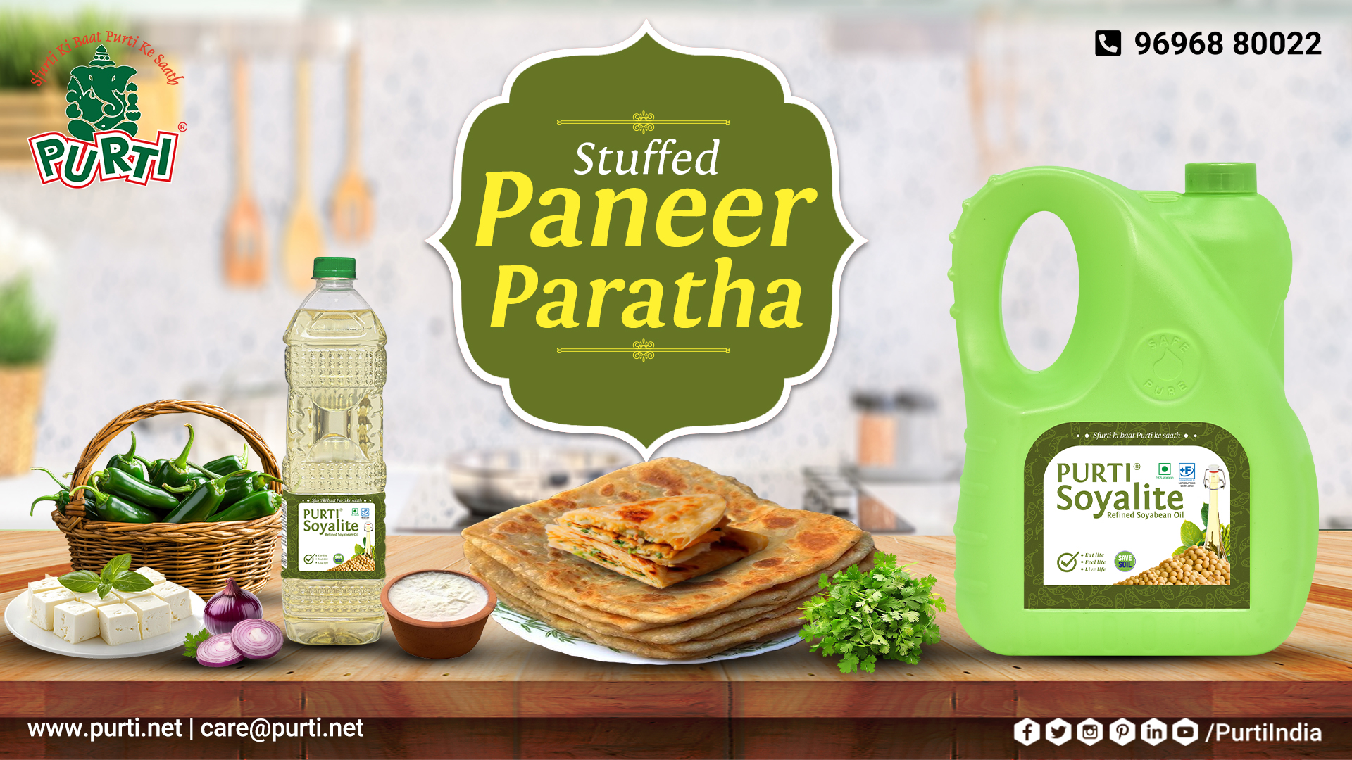 Stuffed Paneer Pratha With Purti Soyalite | Purti