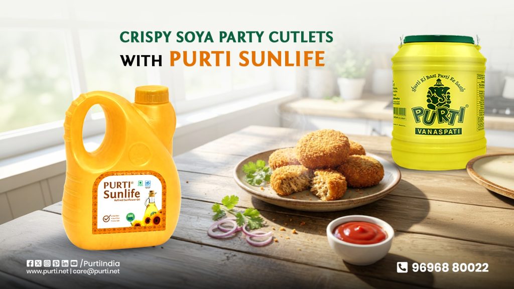Crispy Soya Party Cutlets Recipe with Purti Sunlife Refined Sunflower ...